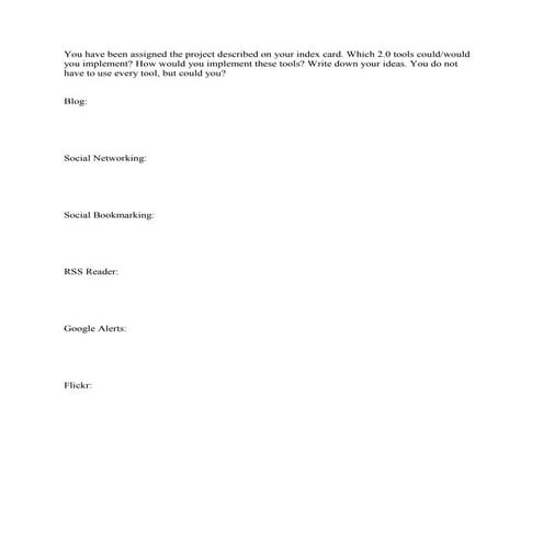 Web 2.0 and Information Retrieval Activity | DOC