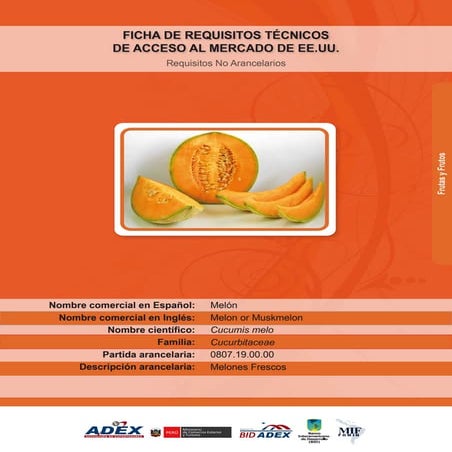 EXPOSICION FRUTA MELON, parametros basicos fisicoficiologicos | PPTX