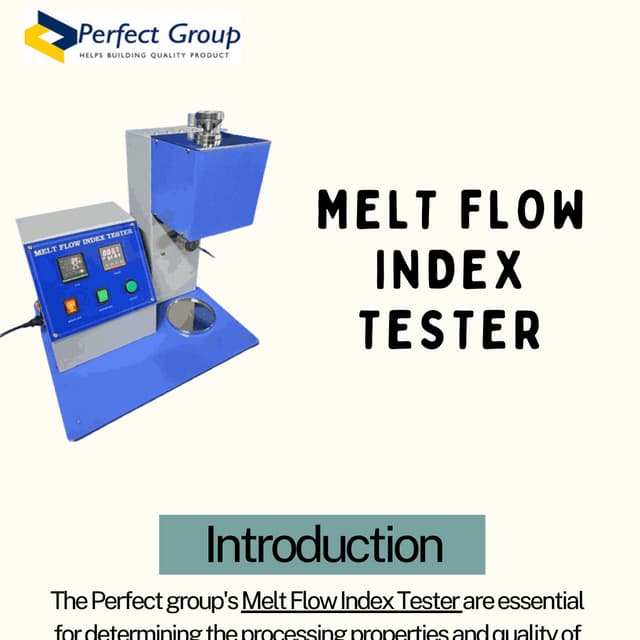 Melt Flow Index Tester || Perfect Group India | PDF