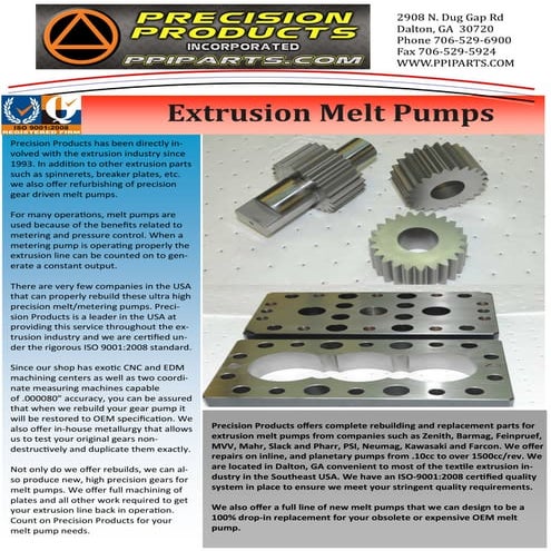 Melt pumps flyer 2013 | PDF