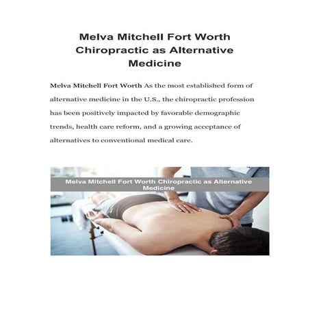Melva Mitchell Fort Worth Chiropractic as Alternative Medicine.pdf