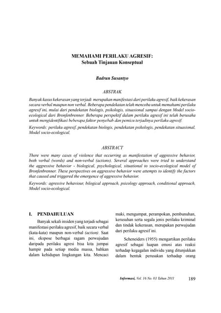 PSIKOLOGI SOSIAL - PERILAKU AGRESI | PPT