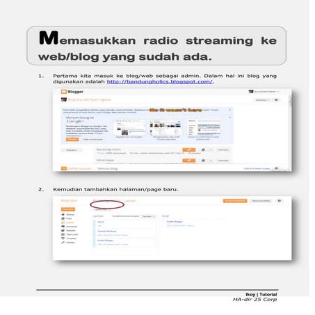 Memasukkan embed code radio streaming | DOCX