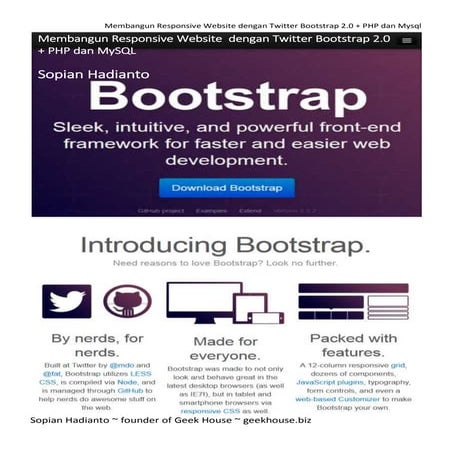 Membangun responsive website dengan twitter bootstrap 2.0 + php dan mysql by sopian hadianto | PDF