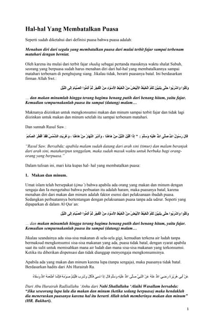 Perkara yang membatalkan puasa | DOCX