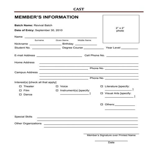 Member Info Form | PDF
