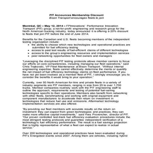 PIT Announces Membership Discount | PDF