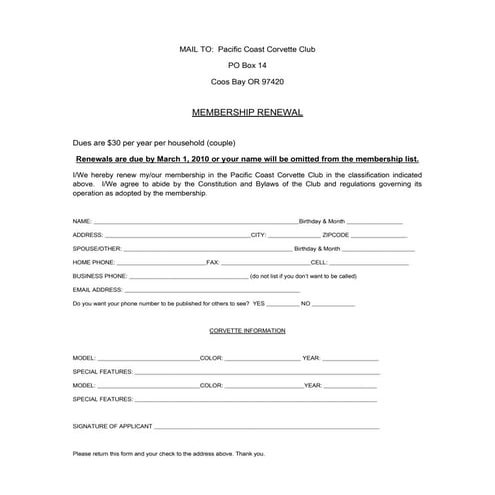 Membership renewal 2010 | PDF