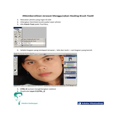 Membersihkan jerawat menggunakan healing brush tool | PDF