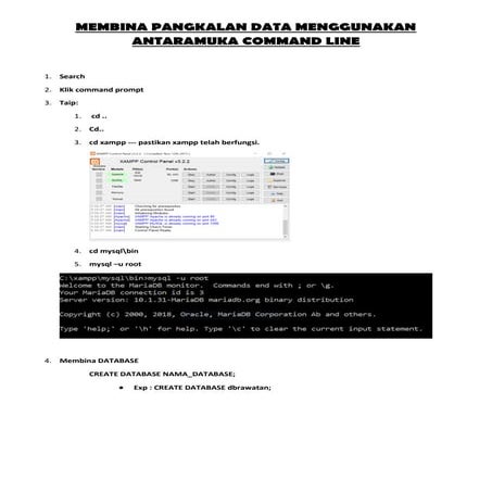 Membina pangkalan data menggunakan antaramuka command line | PDF