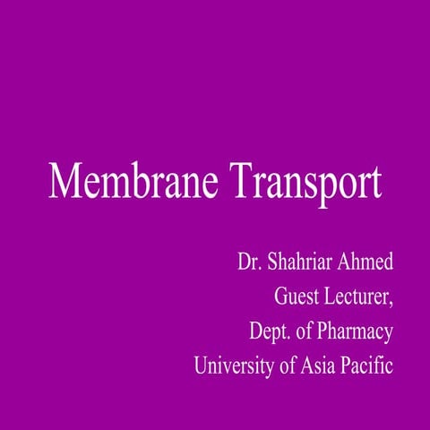 Membrane transport | PPT