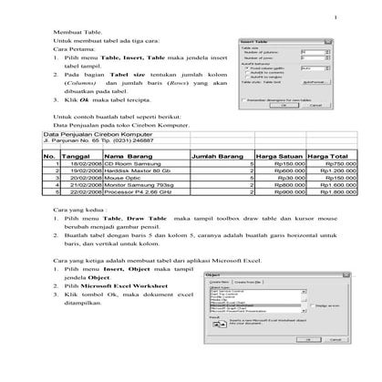 Membuat table-nota | PDF