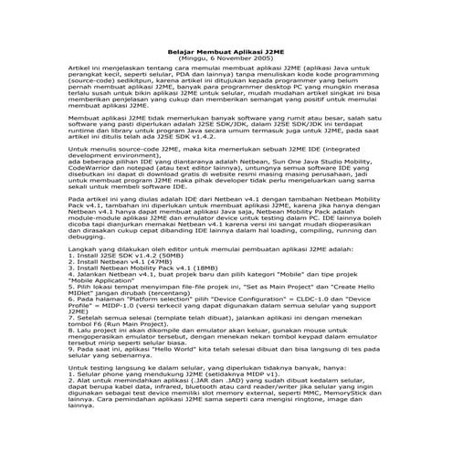 Membuat aplikasi j2me(java_mobile_edition) | DOC