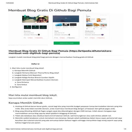 Hosting website gratis di github administrasi.net