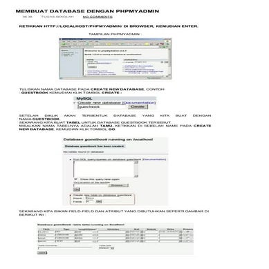 Membuat database dengan phpmyadmin tugas sekolah | PDF