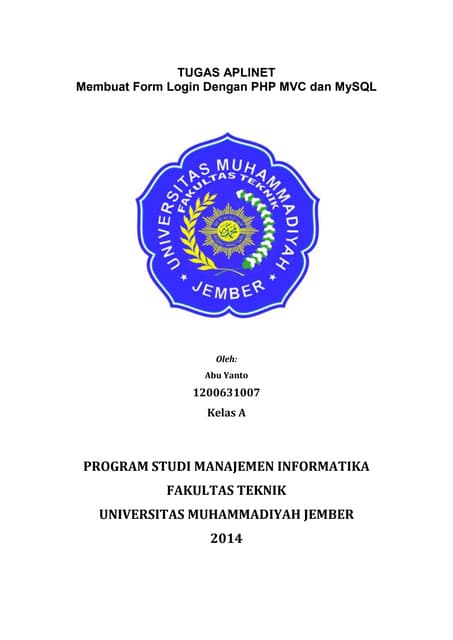 Membuat form login dengan php mvc dan my sql | PDF Membuat form login dengan php mvc dan my sql | PDF