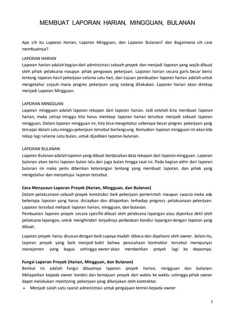 Fungsi laporan harian proyek | PDF