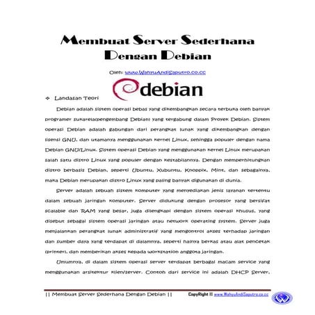 Membuat server sederhana dengan debian | PDF