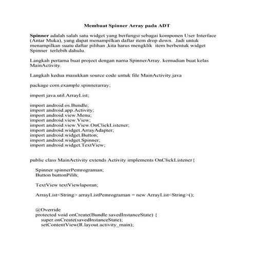 Membuat spinner array pada adt | PDF