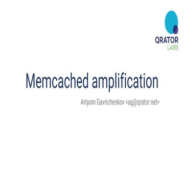 Memcache as udp traffic reflector | PDF