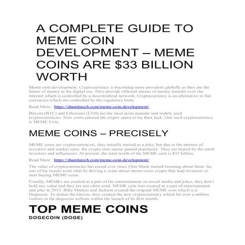 Meme Coin Development Company | PDF