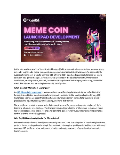 Pump Fun Clone Script : Develop a Community-Driven Meme Coin generating Ecosystem | PDF