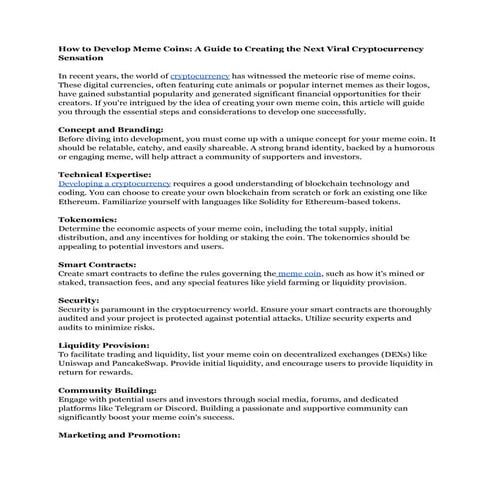 Memecoin development solutions | PDF