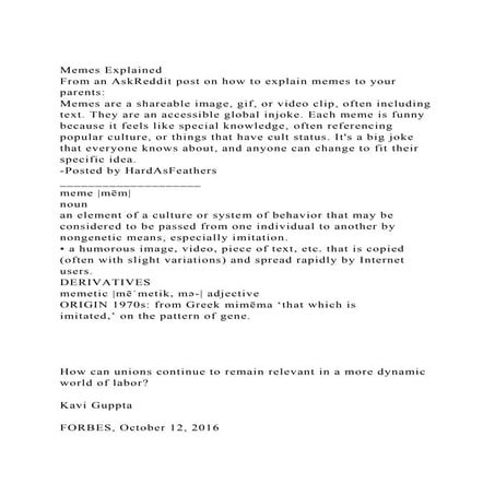 Memes ExplainedFrom an AskReddit post on how to explain memes to.docx