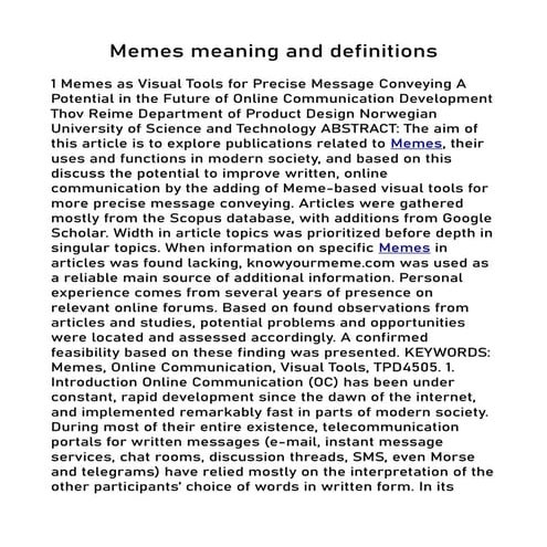 Memes meaning and definitions | PDF