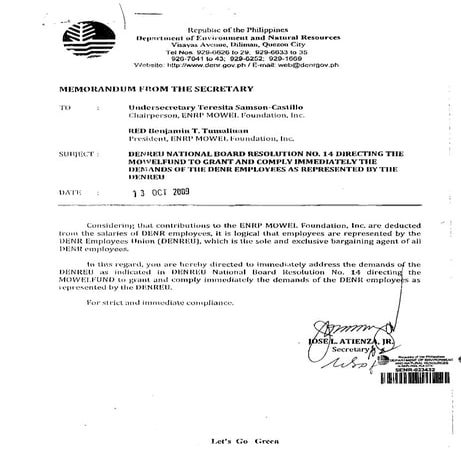 Memo RE mowelfund | PDF