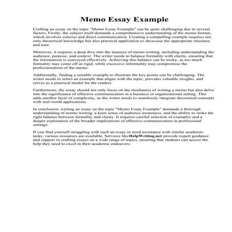 Memo Essay Example | PDF