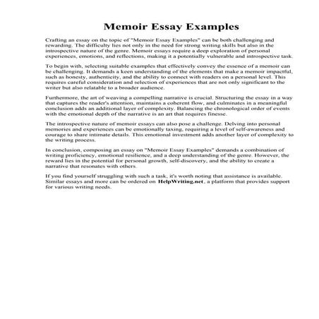 Memoir Essay Examples. How to write a memoir essay - Louisa Deasey ...