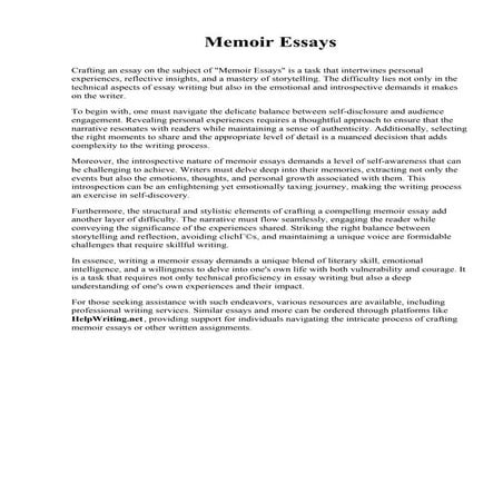 Memoir Essays.pdf | Freelance Writing | Content Production