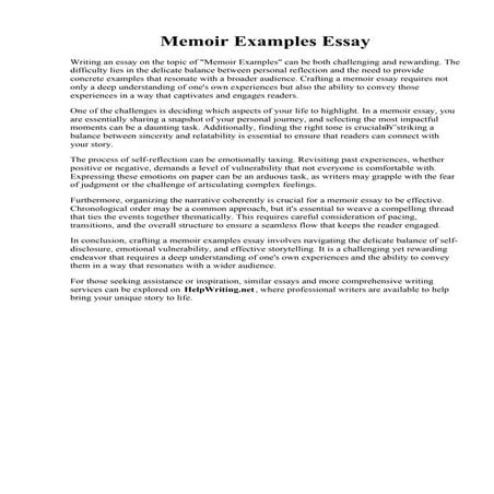 Memoir Examples Essay | PDF | World/International Music | Music