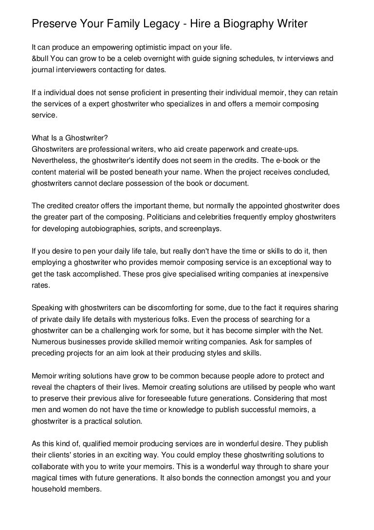 Preserve Your Family Legacy - Hire a Biography Writer