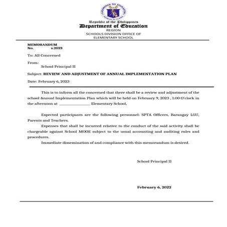 Memo on School Improvement Plan SIP for elem | DOCX