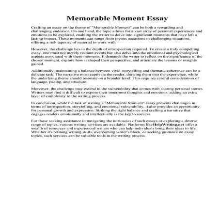 Memorable Moment Essay | PDF