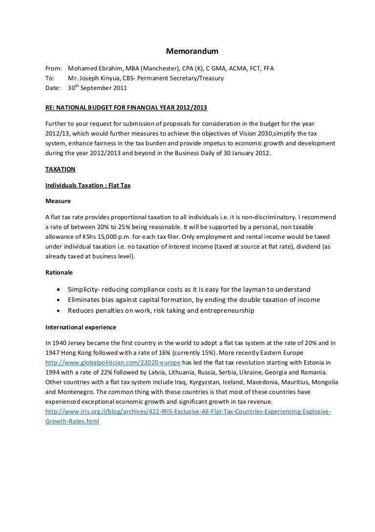 Memorandum Budget 2012