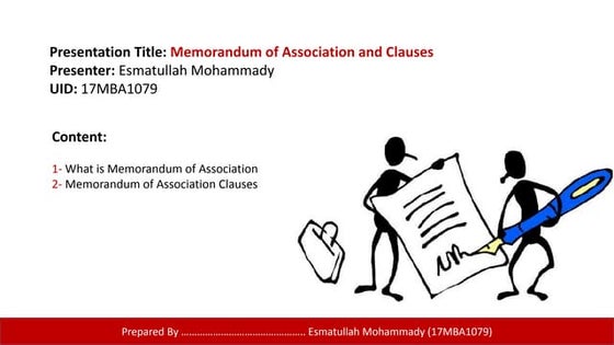 Memorandum of association | PPTX | Business | Business and Finance