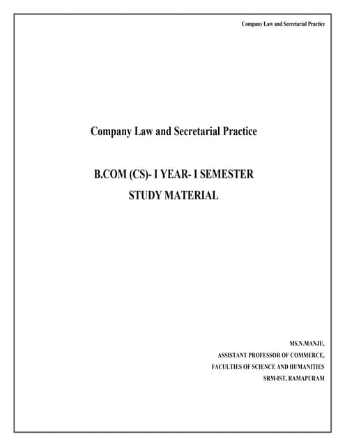 Company law 1994 summary final | PDF