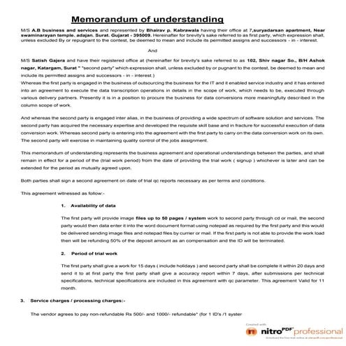 Memorandum of understanding | PDF