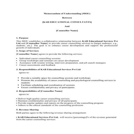 Memorandum of Understanding Our Services | DOCX