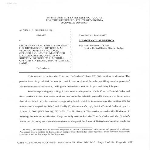 Sutherlin v. Smith et al, Case No. 4:15-cv-00037 Memorandum Opinion 02 ...