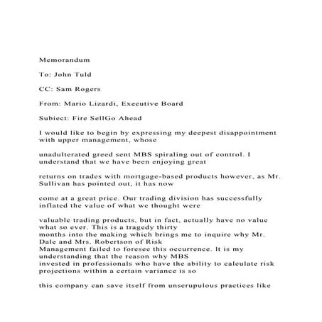 MemorandumTo John TuldCC Sam RogersFrom Mario L.docx