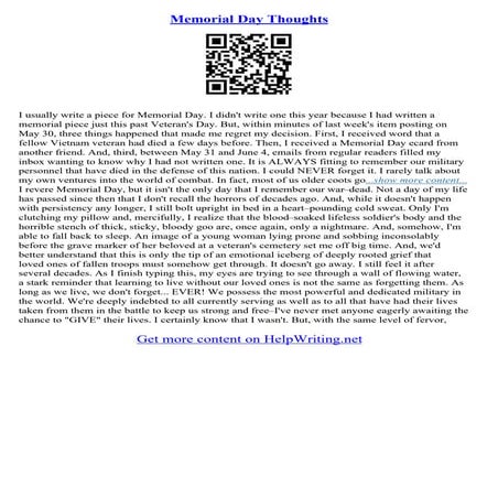 Memorial Day Essay | PDF