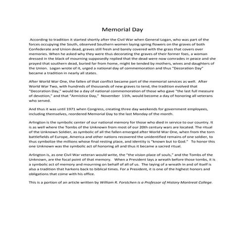 Memorial day history | DOCX