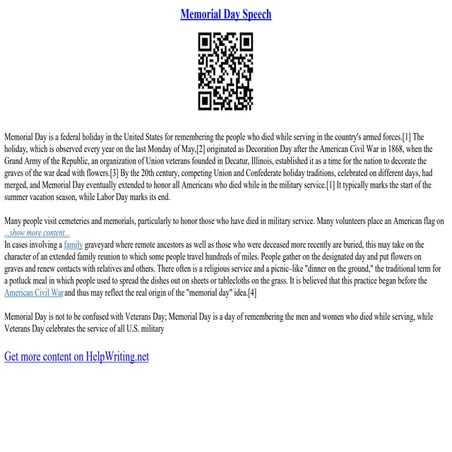 Memorial Day Speech | PDF