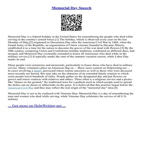 Memorial Day Speech | PDF