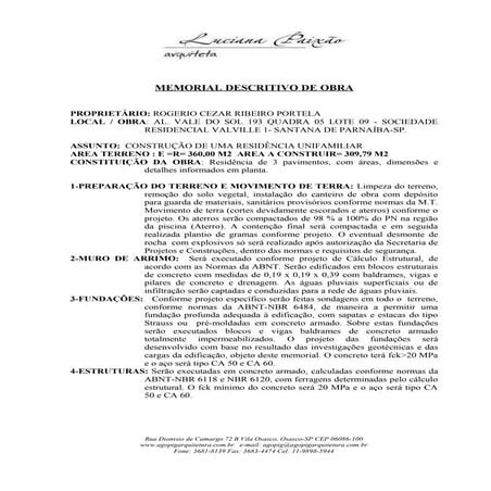 Memorial descritivo residencial | DOC