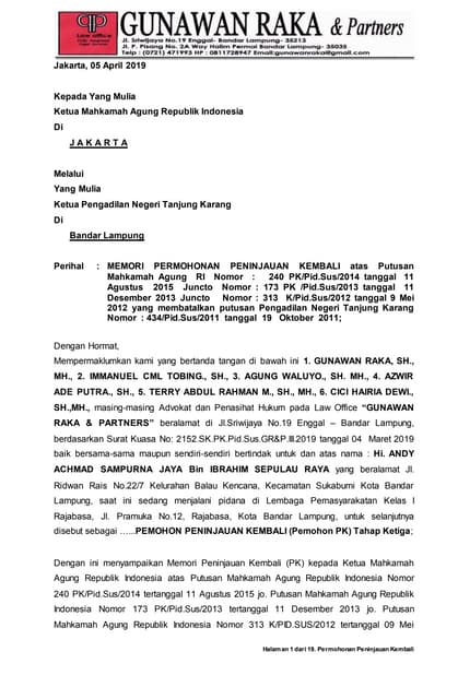 Contoh Legal Opinion (Pendapat Hukum) | DOCX